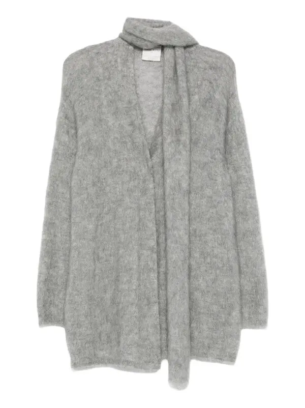 FORTE_FORTE Scarf Detailed Cardigan - Gray