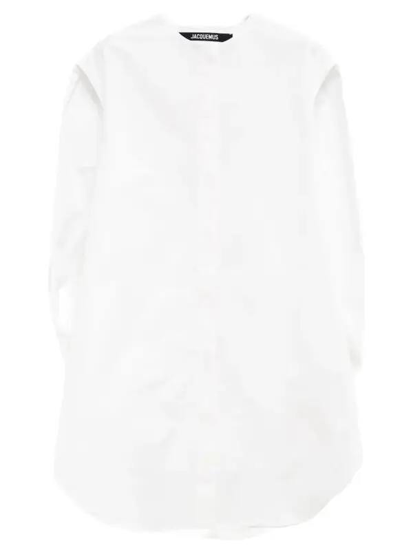 Jacquemus Long Sleeve Round Neck Dress - White