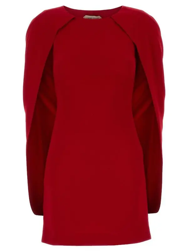 Alberta Ferretti Stretch Cape Mini Dress - Red
