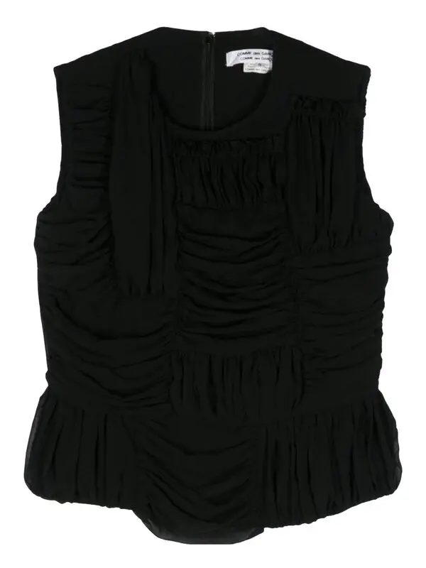 Comme Des Garçons Ruched Sleeveless Crewneck Top - Black