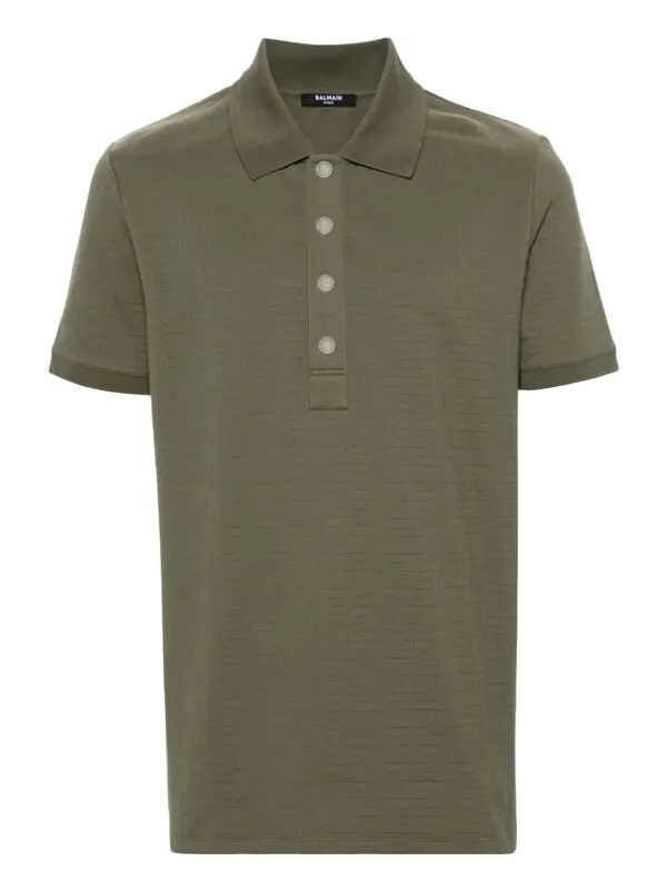 Balmain Jacquard Monogram Polo Shirt - Green