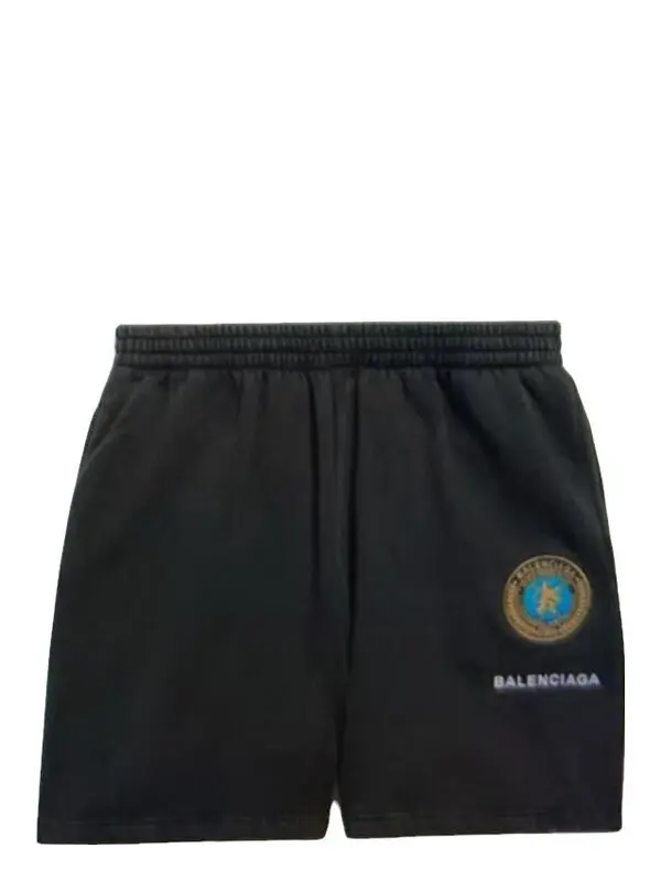Balenciaga Logo Patch Elastic Waist Shorts - Black