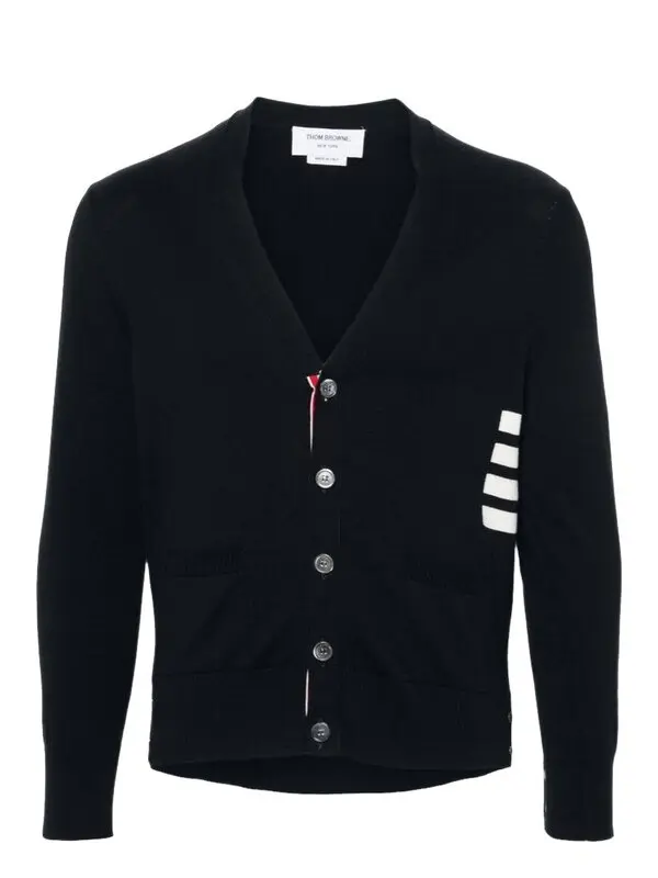 Thom Browne 4-bar V-neck Cardigan - Navy Blue