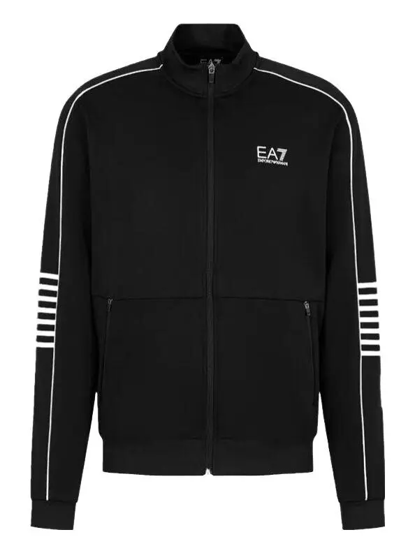 EA7 Long Sleeve Track Jacket With Zipper Pockets - Black