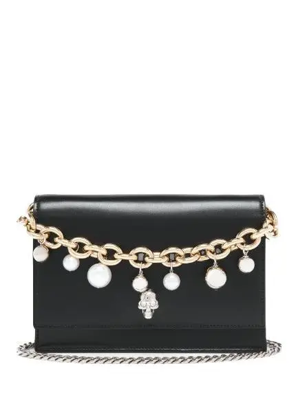 Alexander McQueen Skull Embellished Chain Clutch Bag - Black