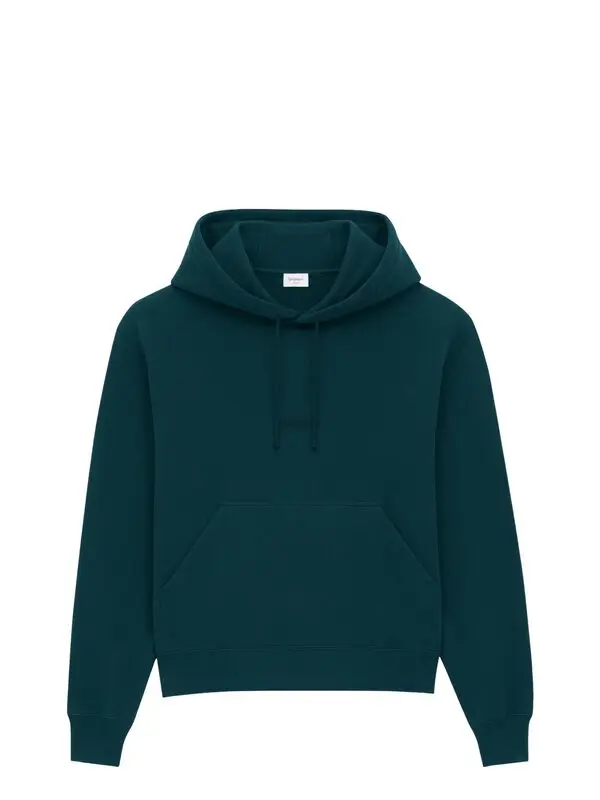 Saint Laurent Logo Embroidered Drawstring Hoodie - Green