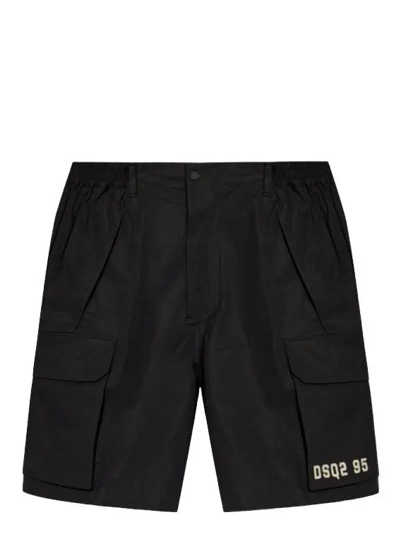 Dsquared2 Logo Printed Cargo Shorts - Black