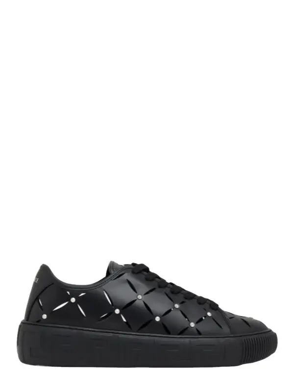 Versace Perforated Studded Sneakers - Black