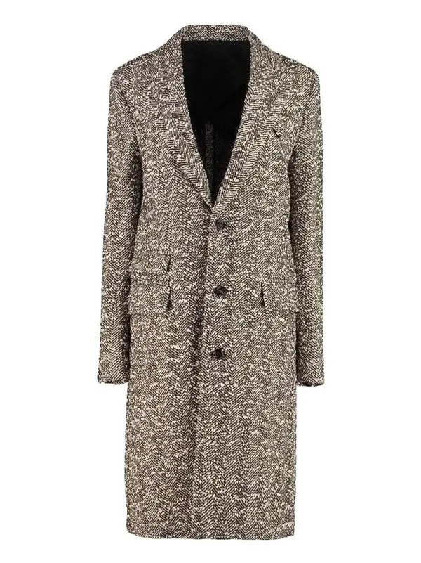Bottega Veneta Single Breasted Buttoned Coat - Multicolor