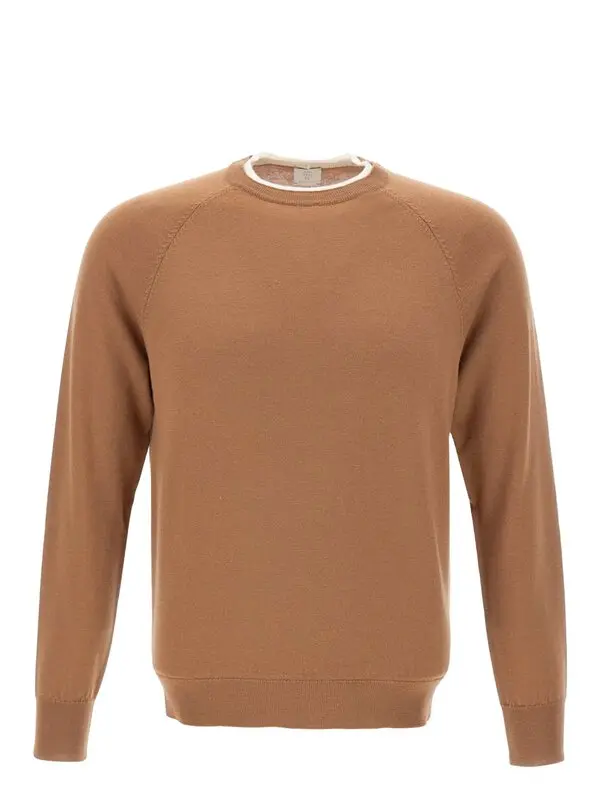 Eleventy Platinum Ribbed Crew Neck Sweater - Brown