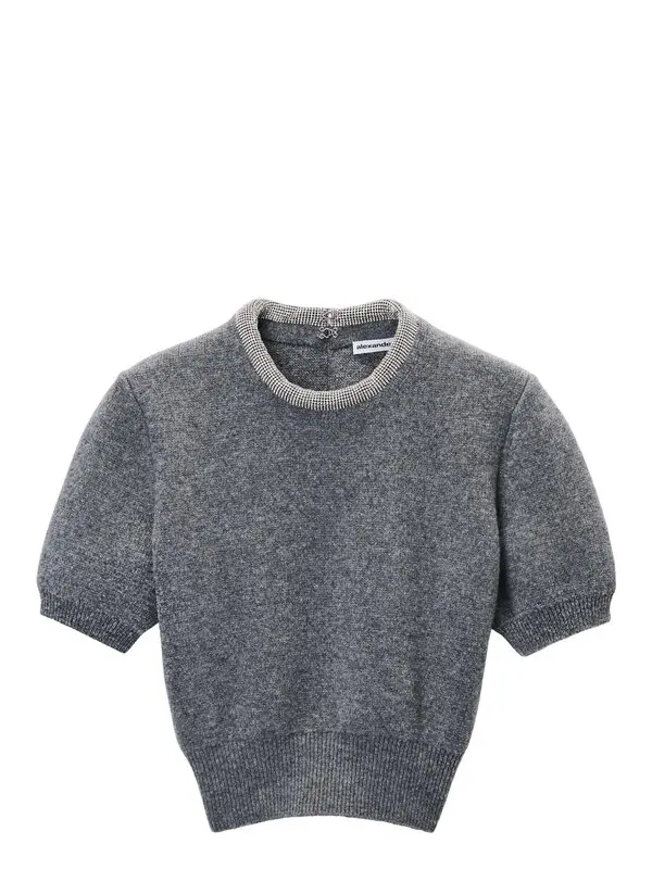 Alexander Wang Embellished Neck Short Sleeve T-shirt - Carbon Gray