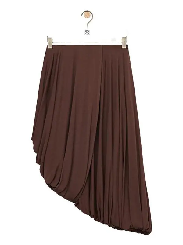 Loewe Draped Viscose Skirt - Brown