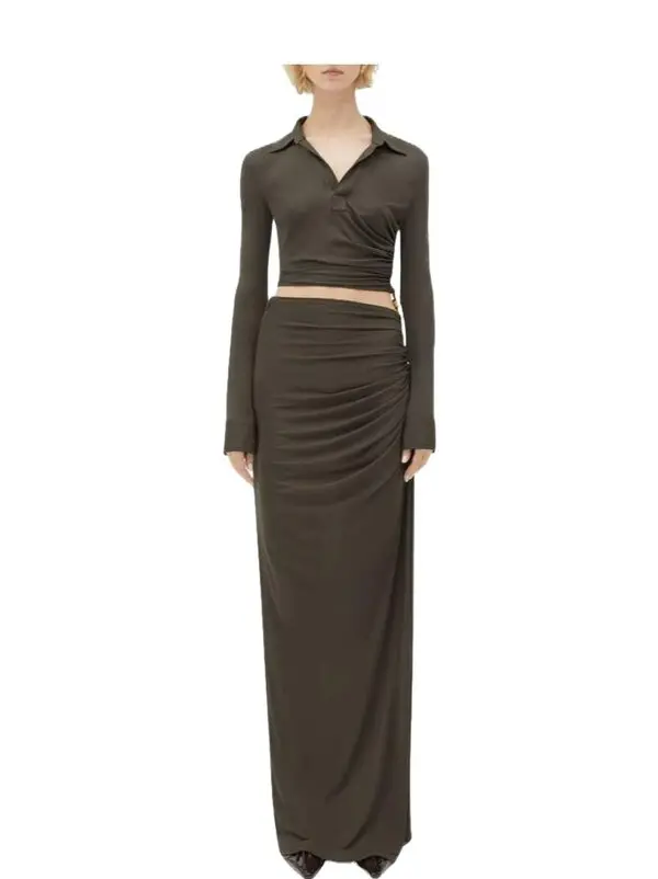 Bottega Veneta Cut-out Waist Maxi Dress - Olive