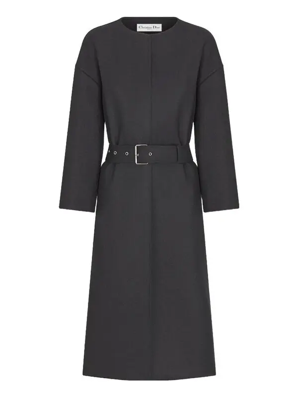 Dior Wool-blended Felt Coat With Belt - Black