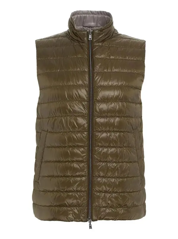 Herno High-neck Reversible Padded Vest - Brown