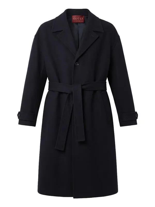 Gucci Belted Waist Mid-length Coat - Black