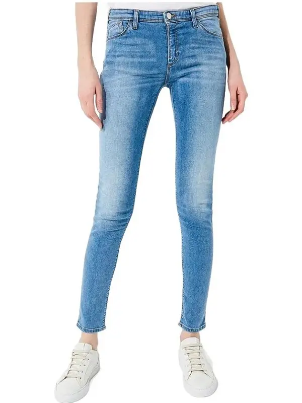 Emporio Armani Logo Detail Slim Fit Jeans - Blue