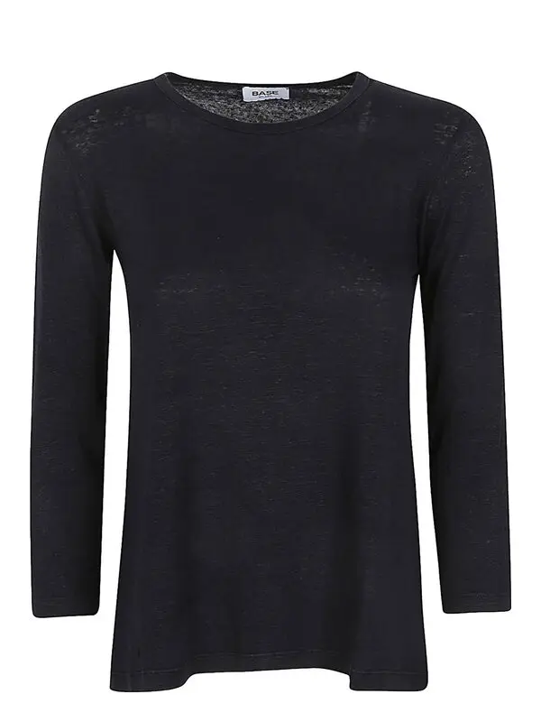 BASERANGE Plain Jersey Long-sleeved T-shirt - Black
