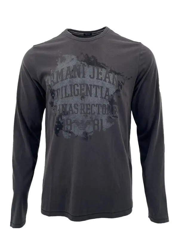 Emporio Armani Round Collar And Long-sleeved T-shirt - Black