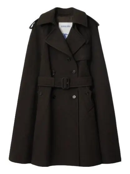 Burberry Double-breasted Belted Trench Cape - Brown