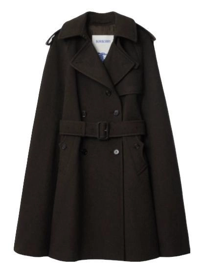 Burberry Double-breasted Belted Trench Cape - Brown