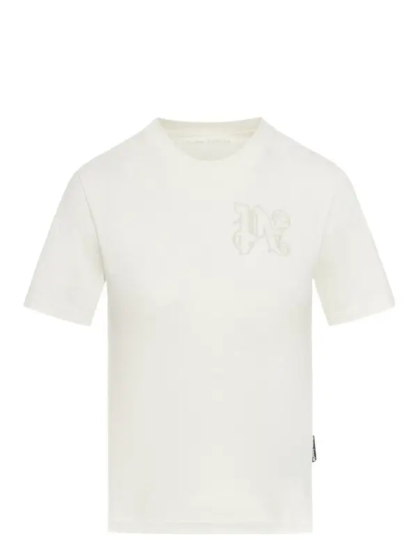 Palm Angels Monogram Embroidered Crewneck T-shirt - White