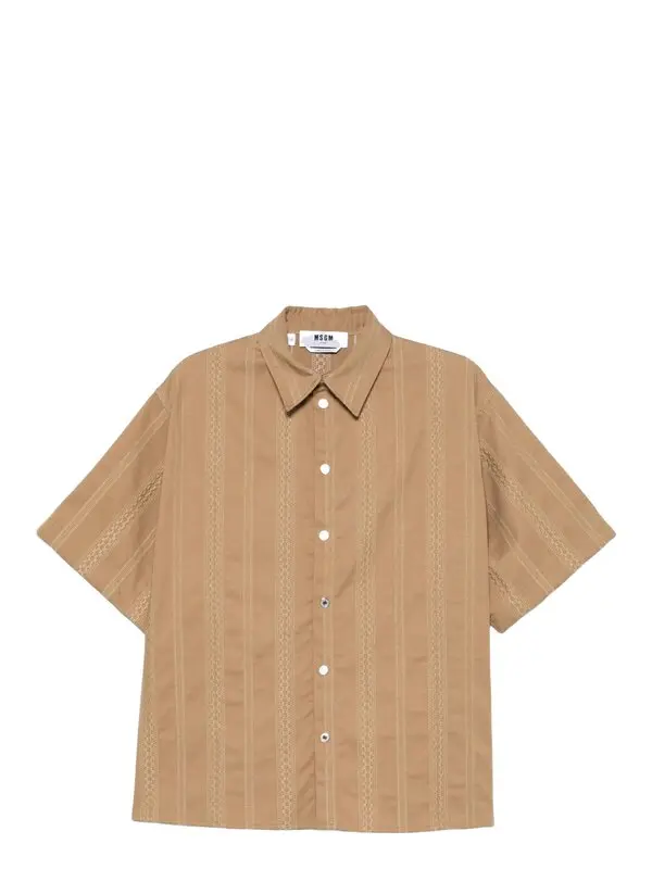 MSGM Embroidered Striped Shirt - Nude