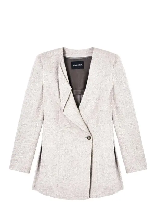 Giorgio Armani Single-breasted Jacket In Linen, Viscose, And Silk Crêpe - Grey