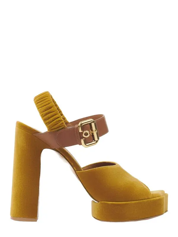 Chloé Aria Platform Sandals - Amber Gold