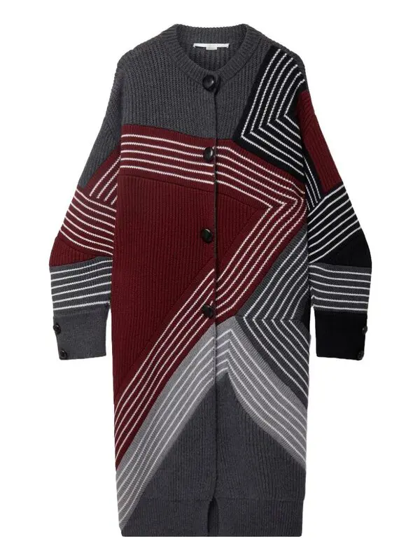 Stella McCartney Crewneck Buttoned Coat - Brown