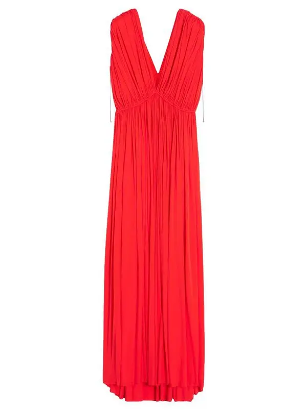 LANVIN V-neck Maxi Dress With Arpège Bead Detail - Red