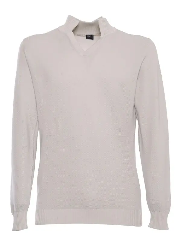 Fedeli V-neck Knitted Pullover - White