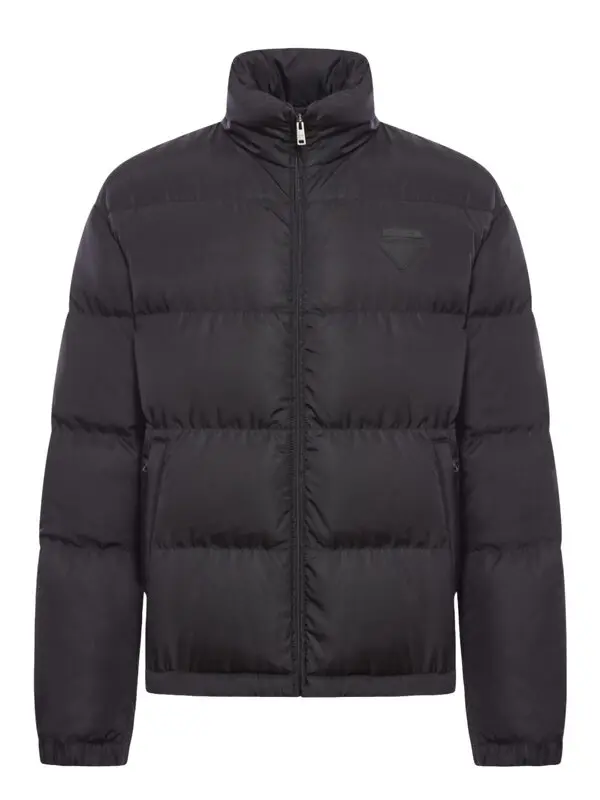 Prada Quilted High Neck Zip-up Jacket - Black