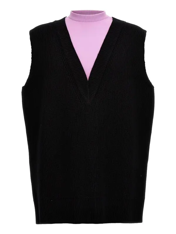 JIL SANDER Sleeveless Knit Vest - Black