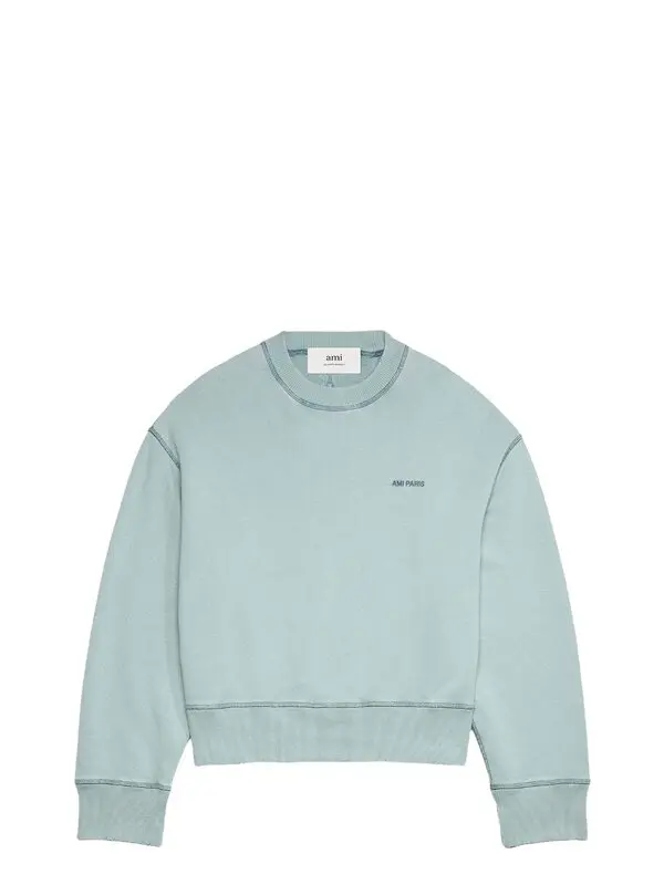 Ami Embroidered Logo Cotton Sweatshirt - Green