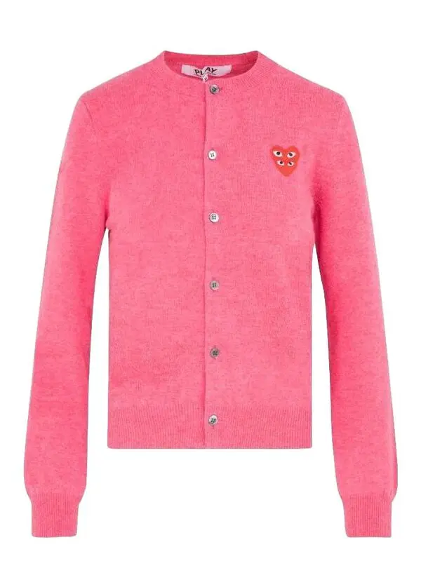 Comme Des Garçons Overlapping Heart Wool Cardigan - Pink