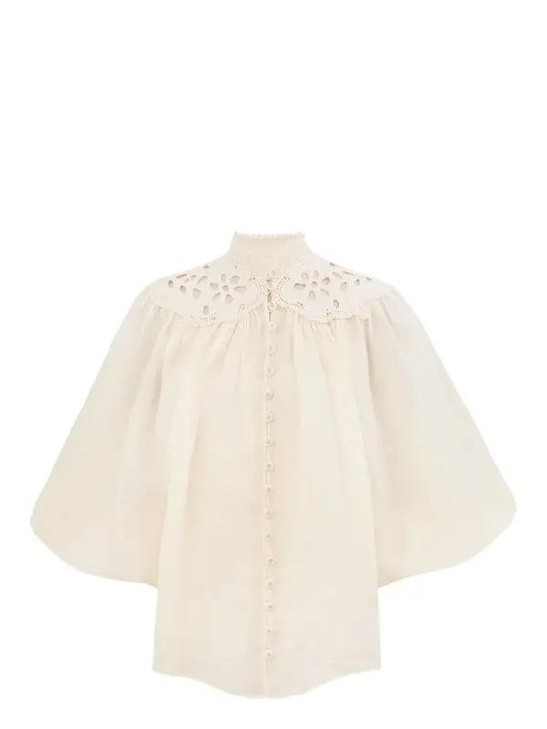 Zimmermann Coco Embroidered Blouse - Cream