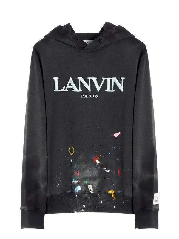 LANVIN X Gallery Dept. Logo Print Pullover Hoodie - Black
