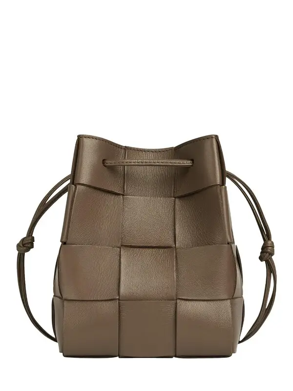 Bottega Veneta Small Cassette Drawstring Shoulder Bag - Brown Grey