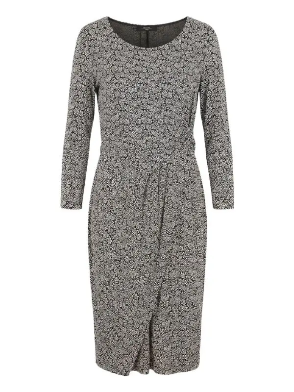 Max Mara Long-sleeve Floral Jacquard Midi Dress - Gray