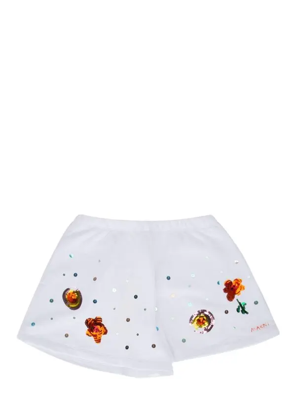 Marni Embellished Floral Shorts - White