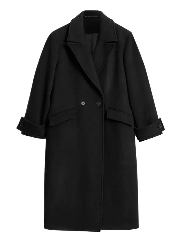 ALLSAINTS Long Sleeve Double Breasted Coat - Black