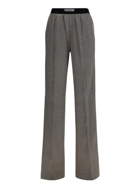 TOM FORD Polka Dot Printed High-waisted Straight Leg Pants - Black/white