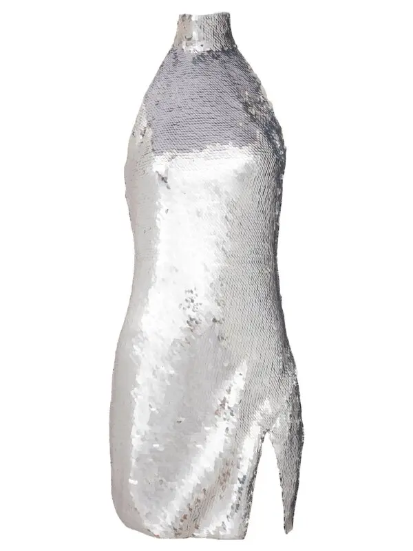 Balmain Sequinned Halterneck Dress - Silver