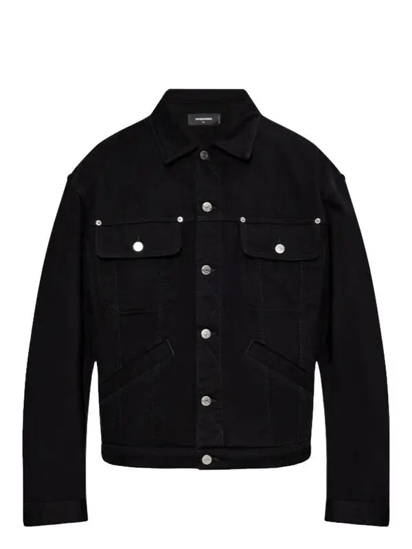 Dsquared2 Icon Logo Embossed Denim Jacket - Black