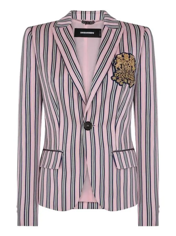 Dsquared2 Striped Lapel Blazer - Gray