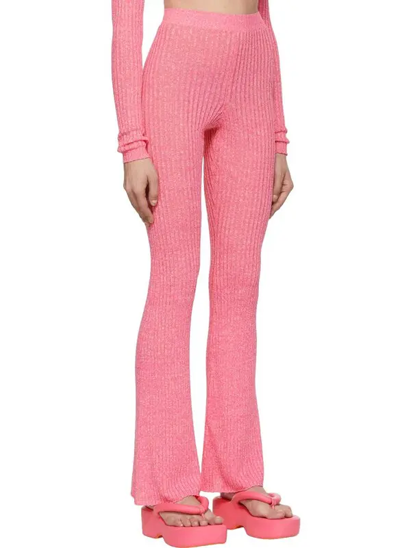 MSGM Rib Knit Logo Track Pants - Pink