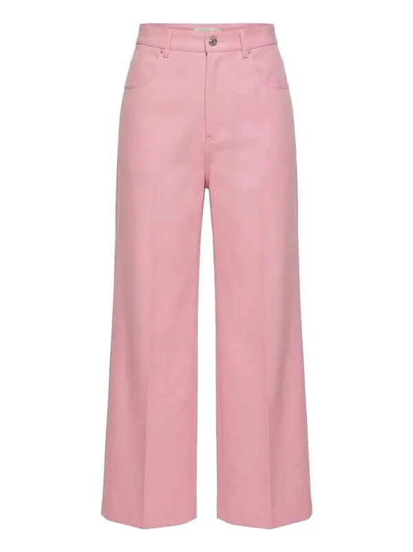 Gucci Wide-leg Trousers With Interlocking Double G Buttons - Pink