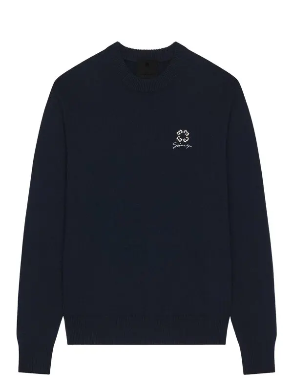 Givenchy Wool Cashmere Sweater With Crystal Embellishments - Dark Blue