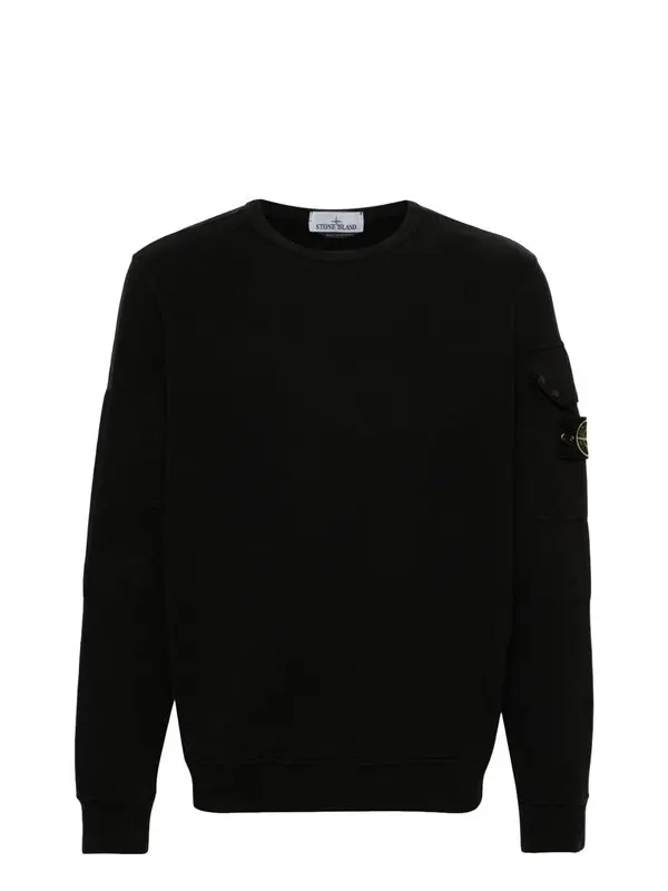 Stone Island Logo Patch Crewneck Sweatshirt - Black